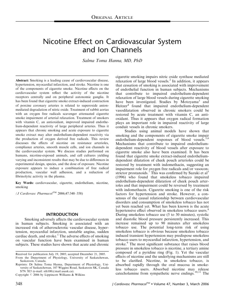 Nicotine Effect On Cardiovascular System and Ion.3 | PDF | Vasodilation ...