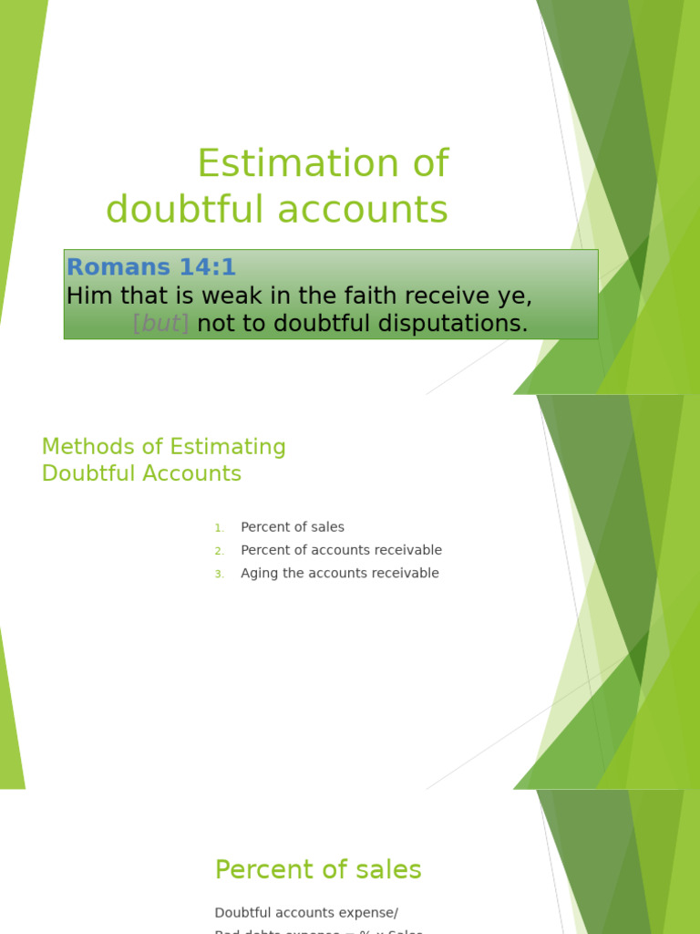 Estimating Doubtful Accounts Methods | PDF | Debits And Credits ...