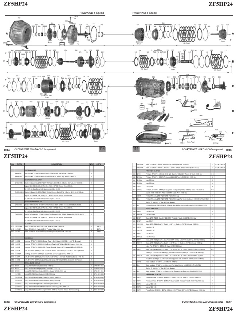 ZF5HP24 Parts Diagram | PDF | Manual Transmission | Clutch