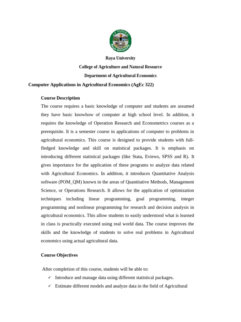 Computer Applications in Ag Economics | PDF | Statistics | Agricultural ...