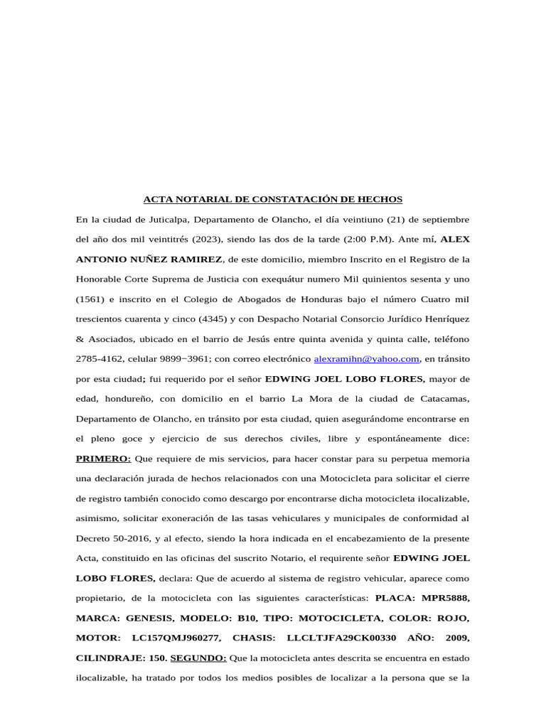 Acta Notaria Edwing | PDF