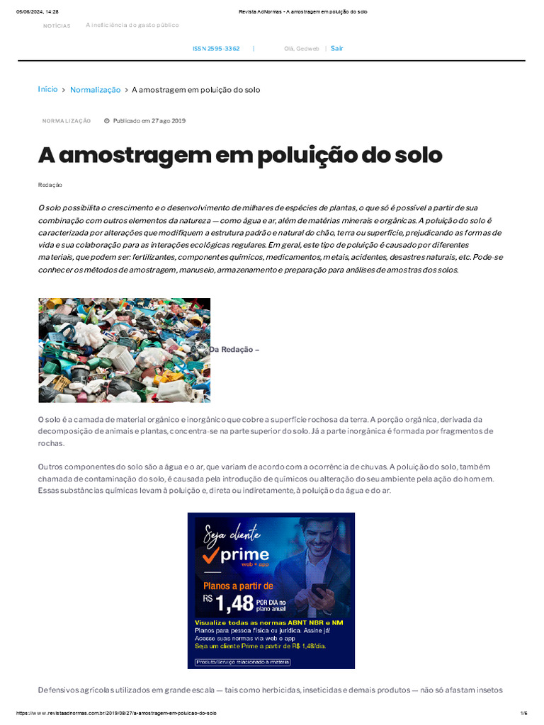 Revista AdNormas - A Amostragem em Poluição Do Solo | PDF | Poluição | Solo