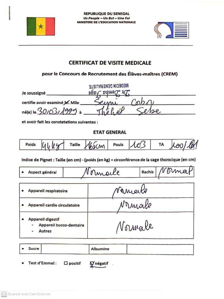 Certificat Visite Médicale | PDF