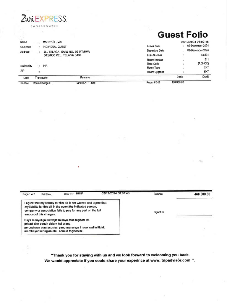 Guest Folio and Billing Details | PDF