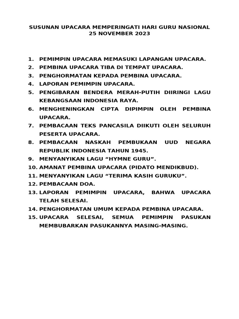 Susunan Acara Hari Guru | PDF