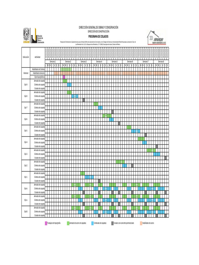 Programa de Colados - 07.02.25 | PDF | Ingeniería estructural | Ingeniero civil