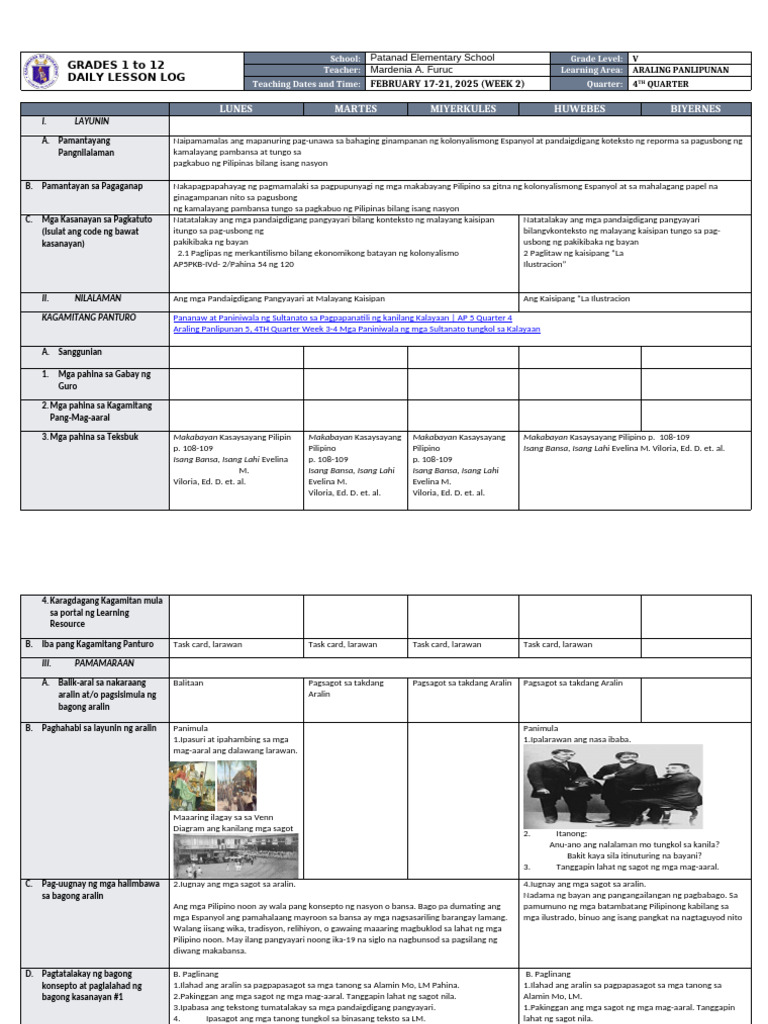 DLL_ARALING PANLIPUNAN 5_Q4_W2 | PDF