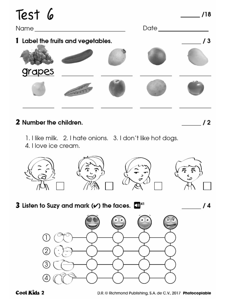 Fruits and Vegetables Activity Sheet | PDF
