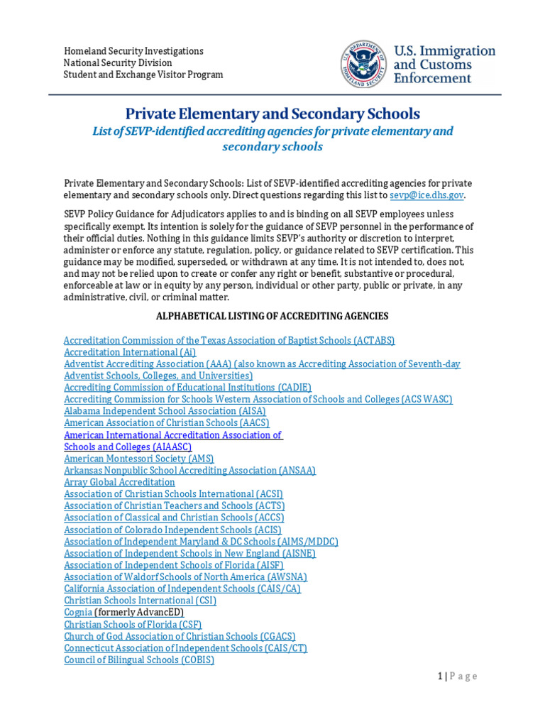 SEVP-Accredited School Agencies | PDF | Schools | Educational Institutions