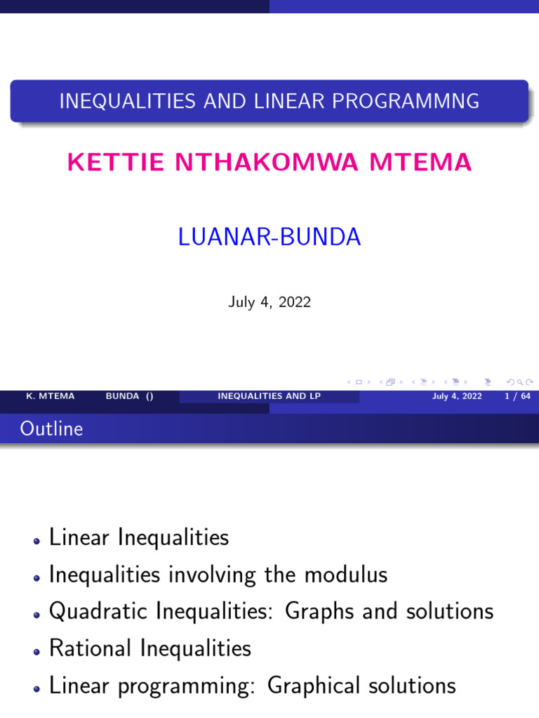 Lecture Slides-Inequalities and LP | PDF | Linear Programming | Inequality (Mathematics)