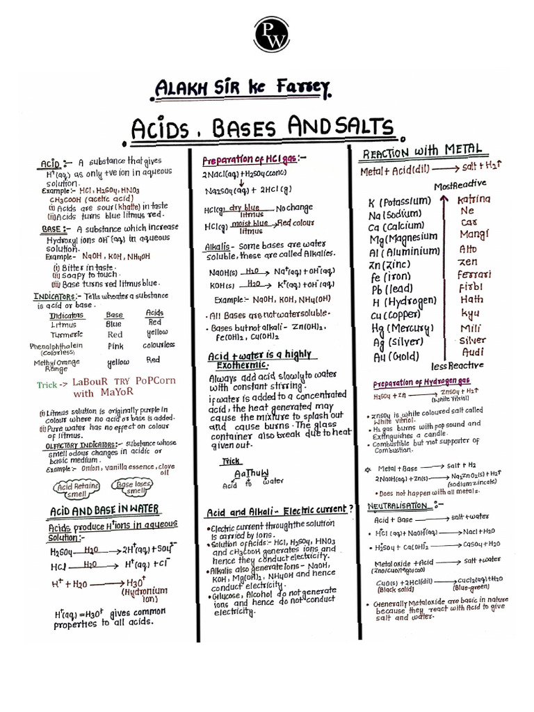 Acid Bases and Salts | PDF