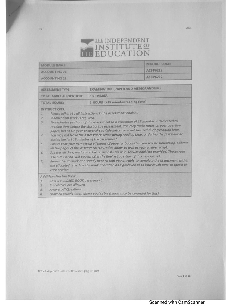 Exam Paper 2021 | PDF