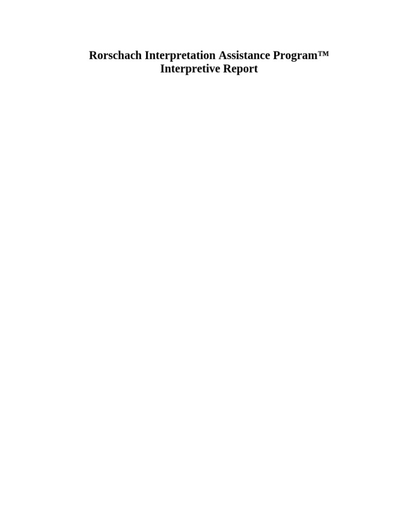 Rorschach Interpretation Assistance Program | PDF | Narcissism | Feeling