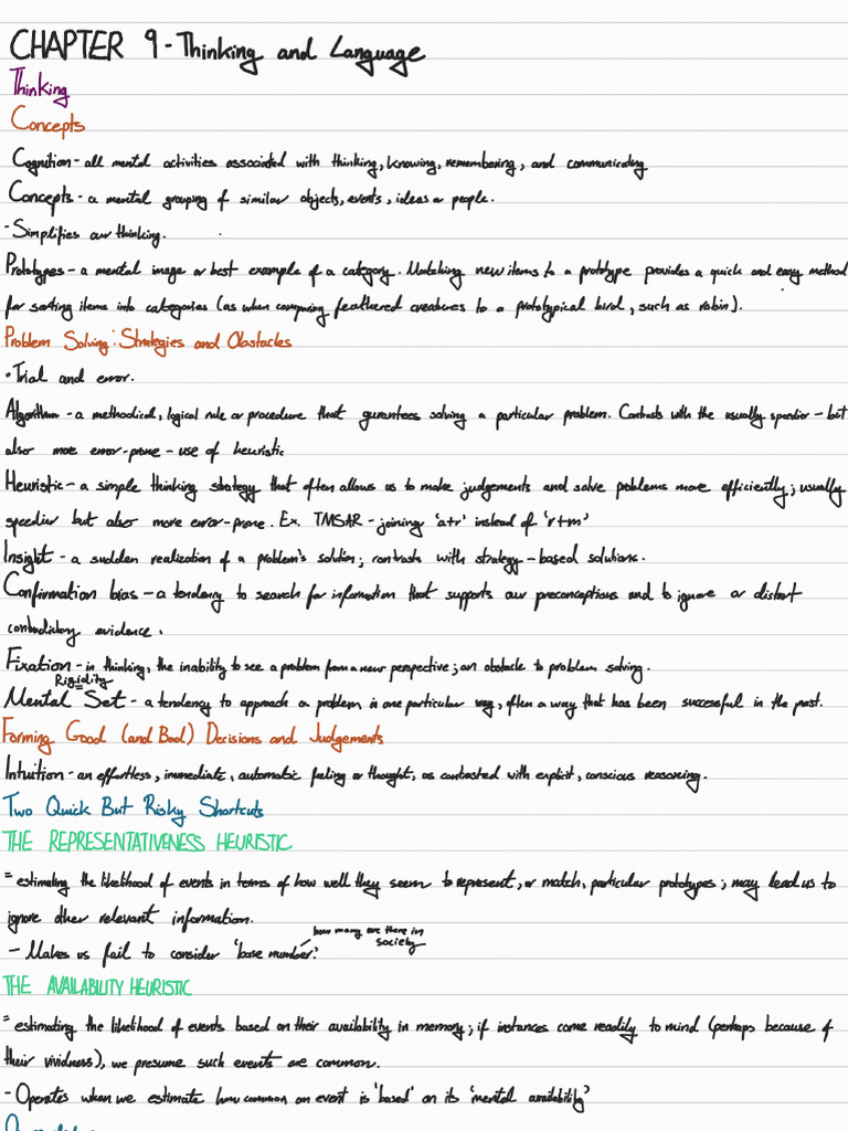 AP Psychology Chapter9 Thinking and Language | PDF