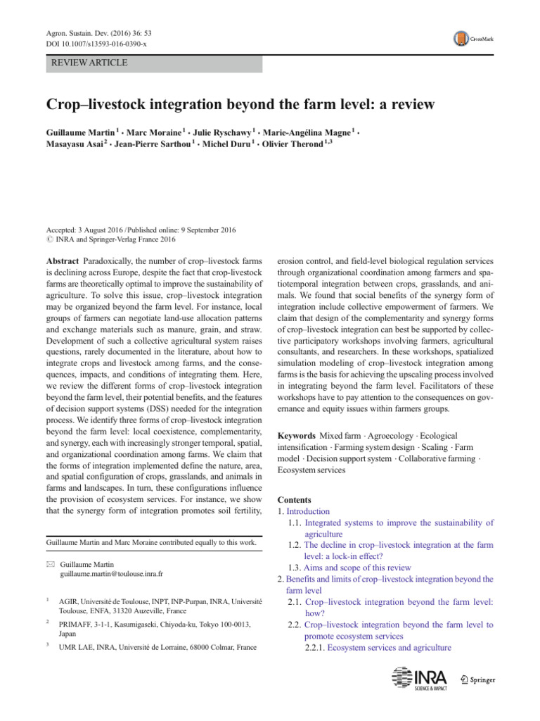 Crop–livestock integration beyond the farm level a review | PDF | Crop ...