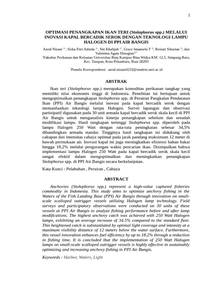 PSP A - Azrul Nizam - Optimasi Penangkapan Ikan Teri (Stolephorus SPP ...