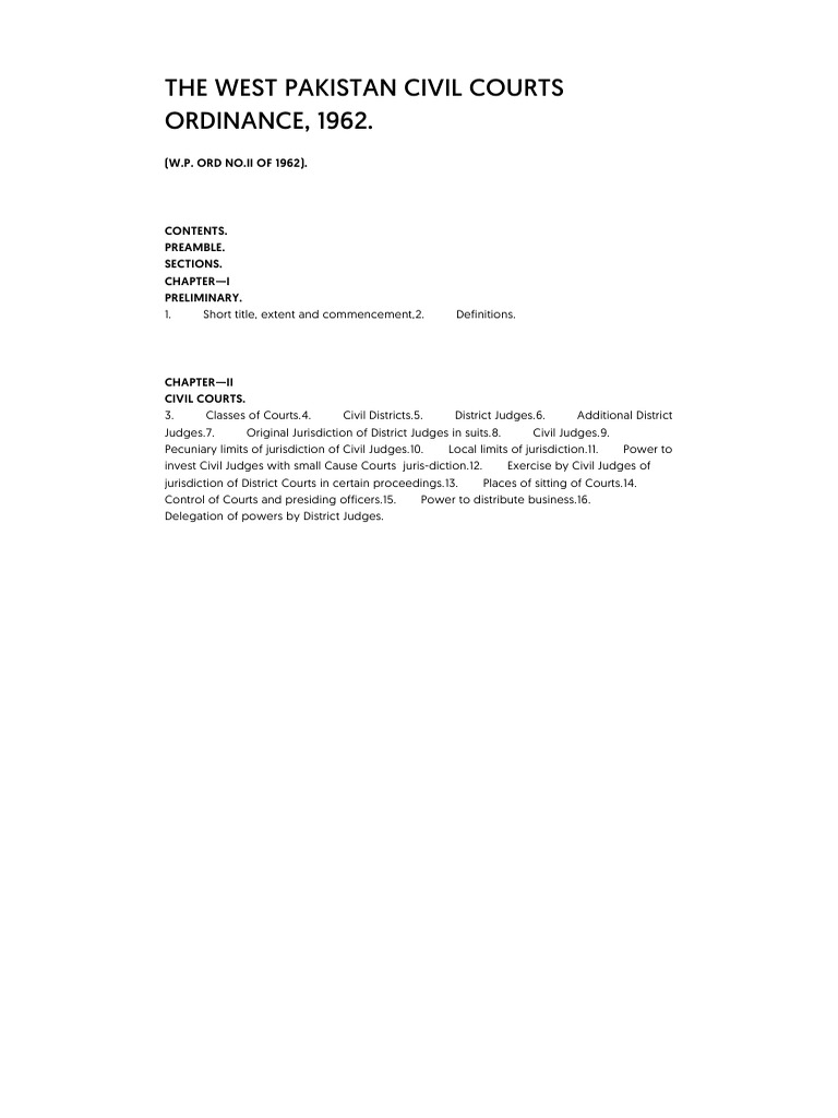 West Pakistan Civil Courts Ordinance 1962 | PDF | United States ...