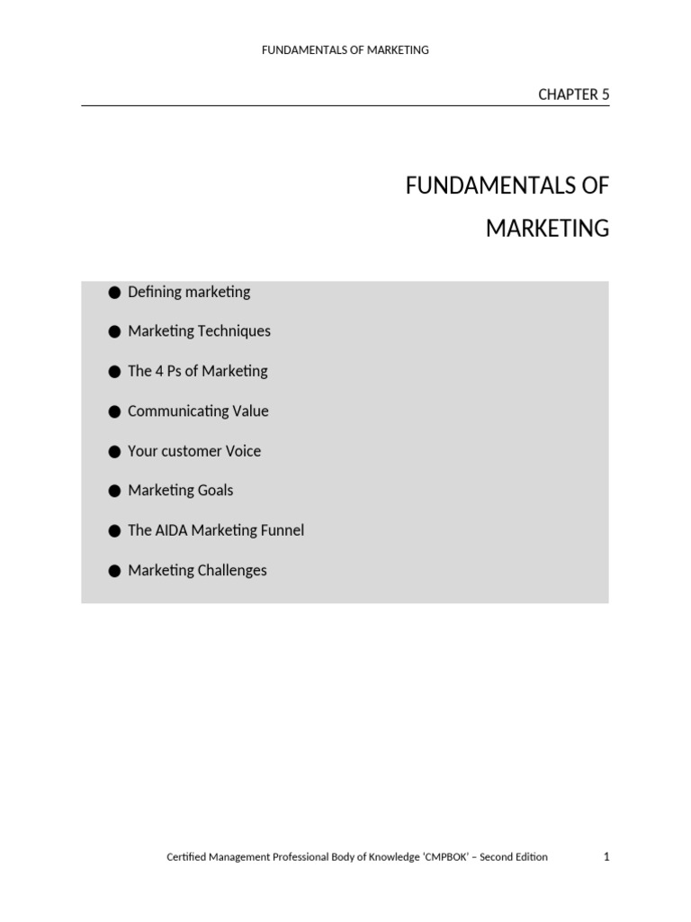 Certified Management - Chapter 5 (Fundamentals of Marketing) | PDF | Marketing | Brand