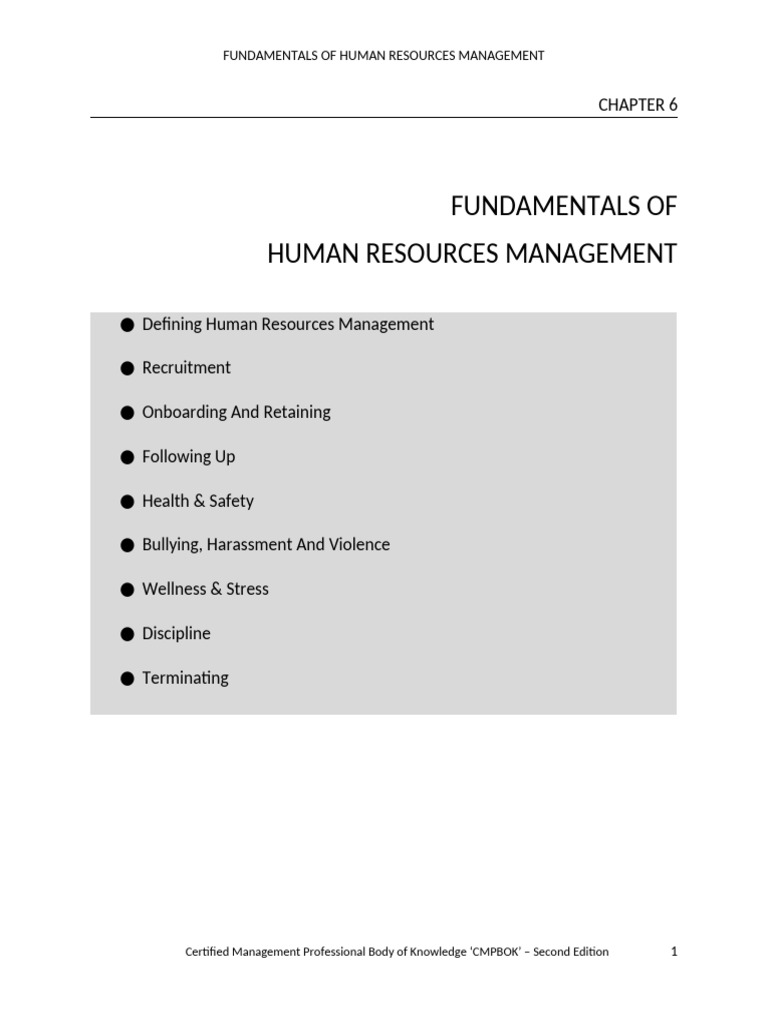 Certified Management - Chapter 6 (Fundamentals of Human Resources ...