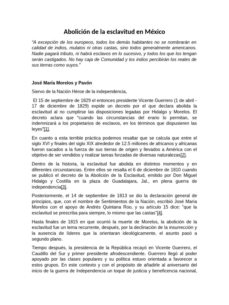 Abolición de la esclavitud en México 1829 | PDF | Esclavitud ...