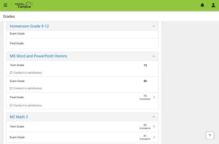 Infinite Campus Grade Overview | PDF