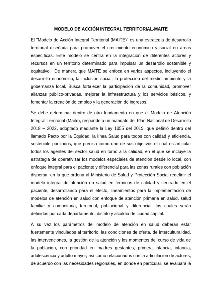 ENSAYO - MODELO DE ACCIÓN INTEGRAL TERRITORIAL | PDF | Sustentabilidad ...