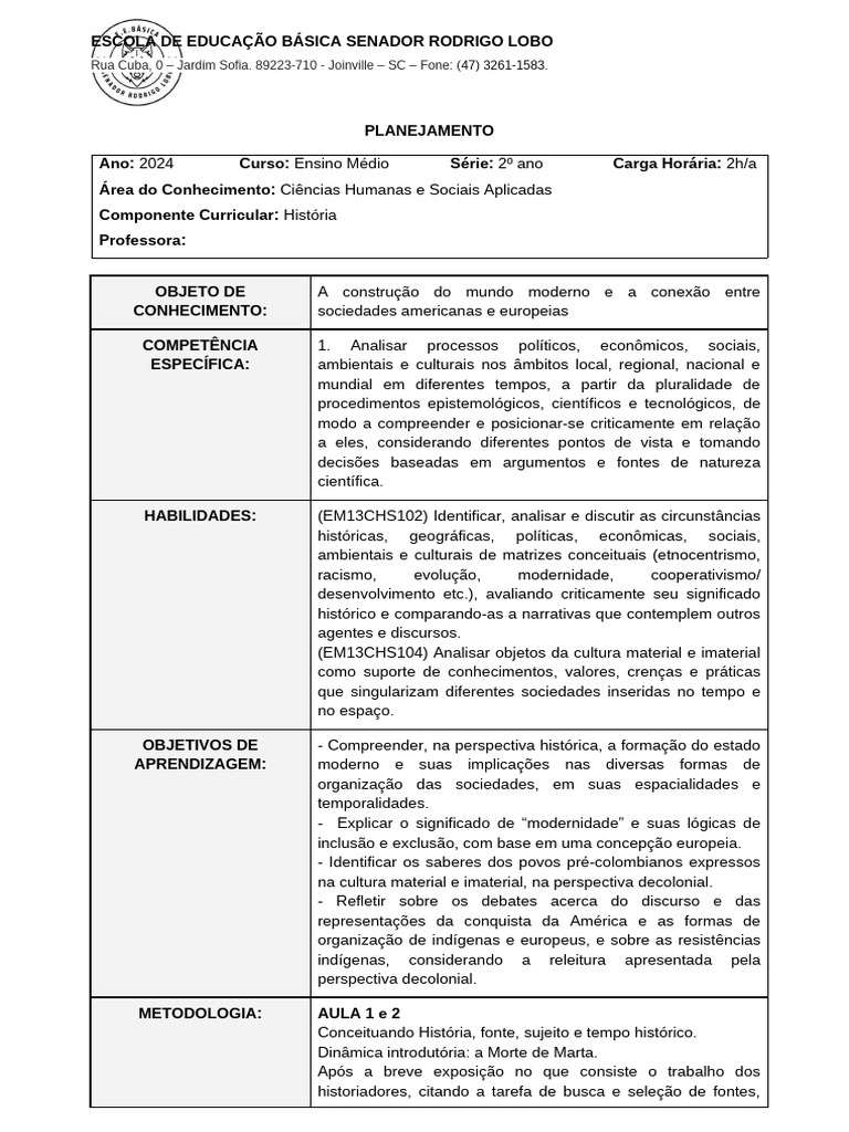 História e Modernidade no 2º Ano | PDF | Science | Modernidade