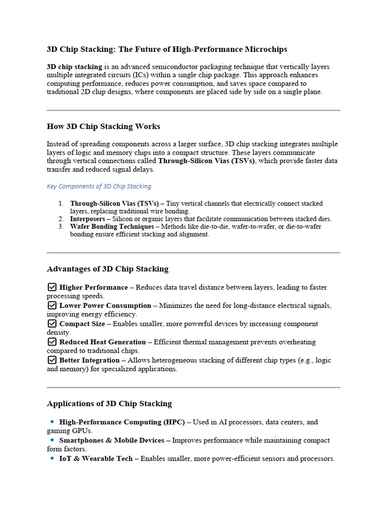 3D chip | PDF | Integrated Circuit | Computer Engineering
