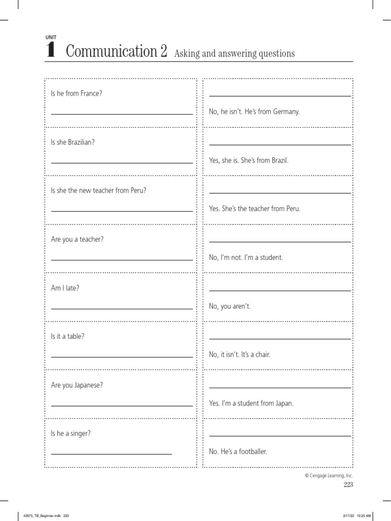 Voices Beginner Unit 1 Communication 2 | PDF