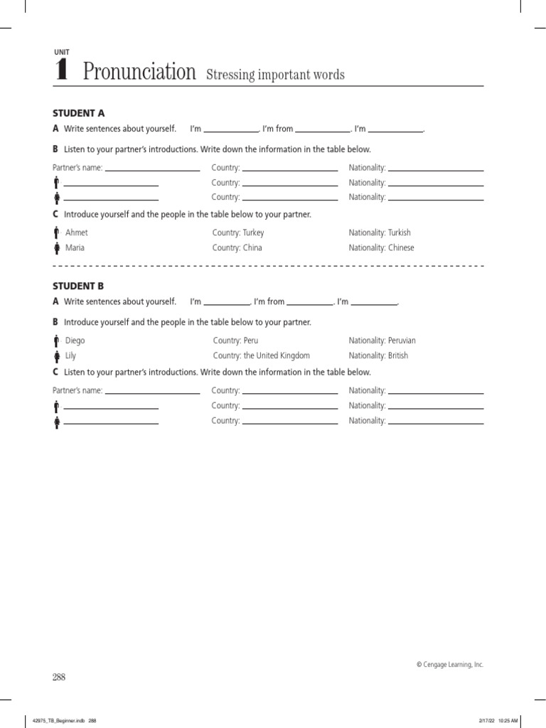 Voices Beginner Unit 1 Pronunciation | PDF
