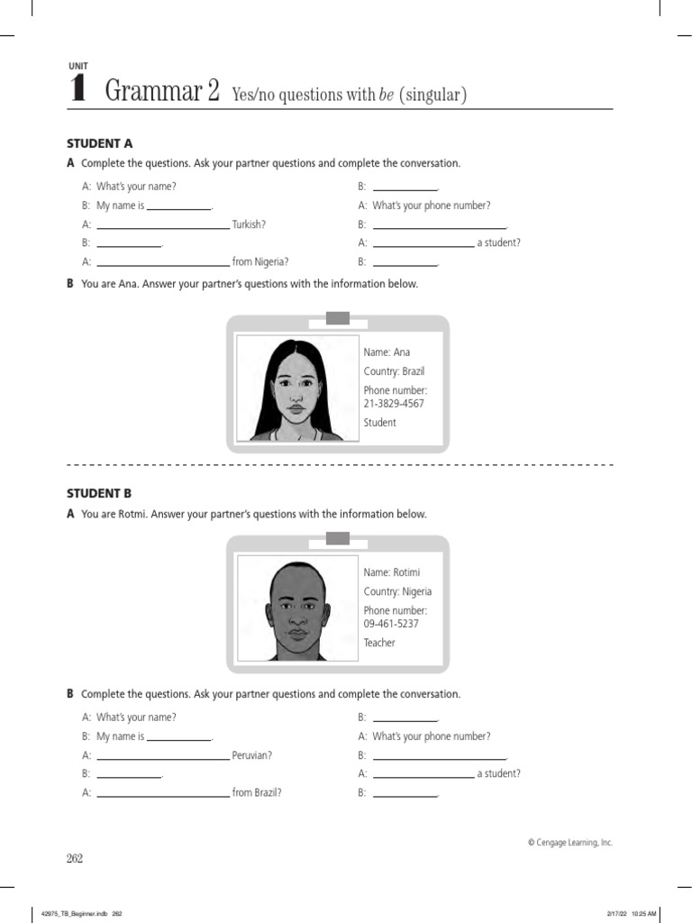 Voices Beginner Unit 1 Grammar 2 | PDF