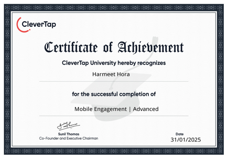 Certificate - Mobile Engagement Advanced | PDF