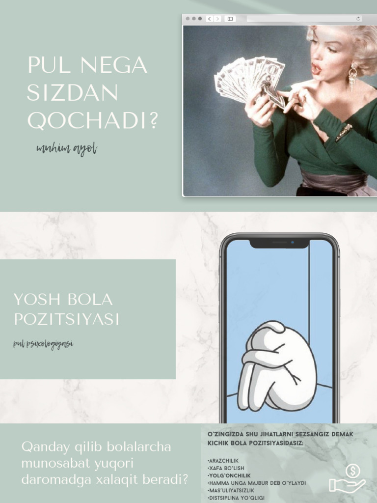 Pul Nega Sizdan Qochadi - Gayd Muhim Ayol | PDF
