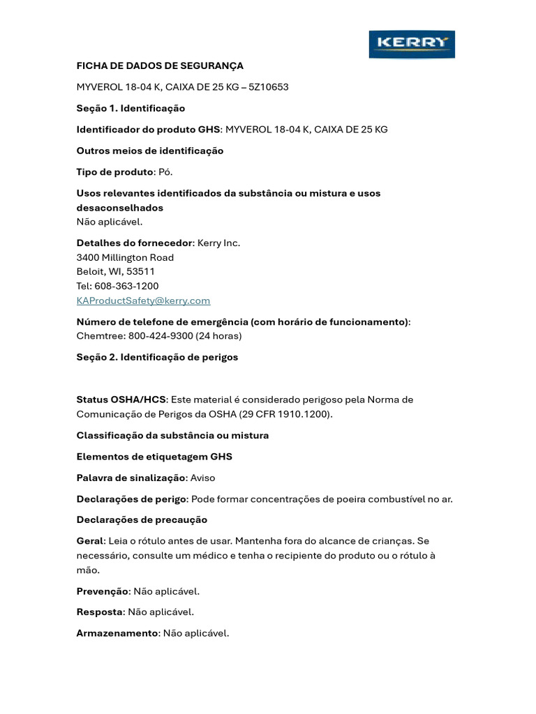 11983-AU - Myverol 18-04 K - Kerry | PDF | Desperdício | Primeiros socorros