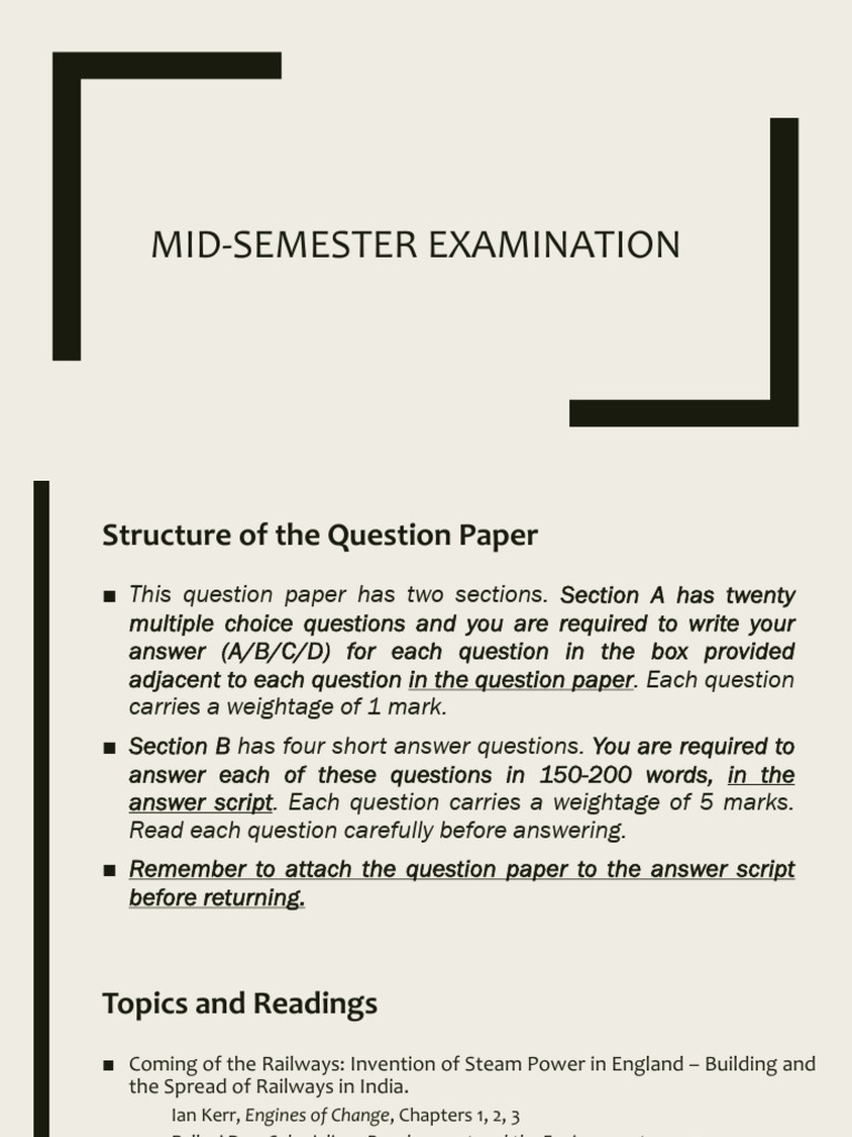 Instructions - Mid-Sem Exams | PDF