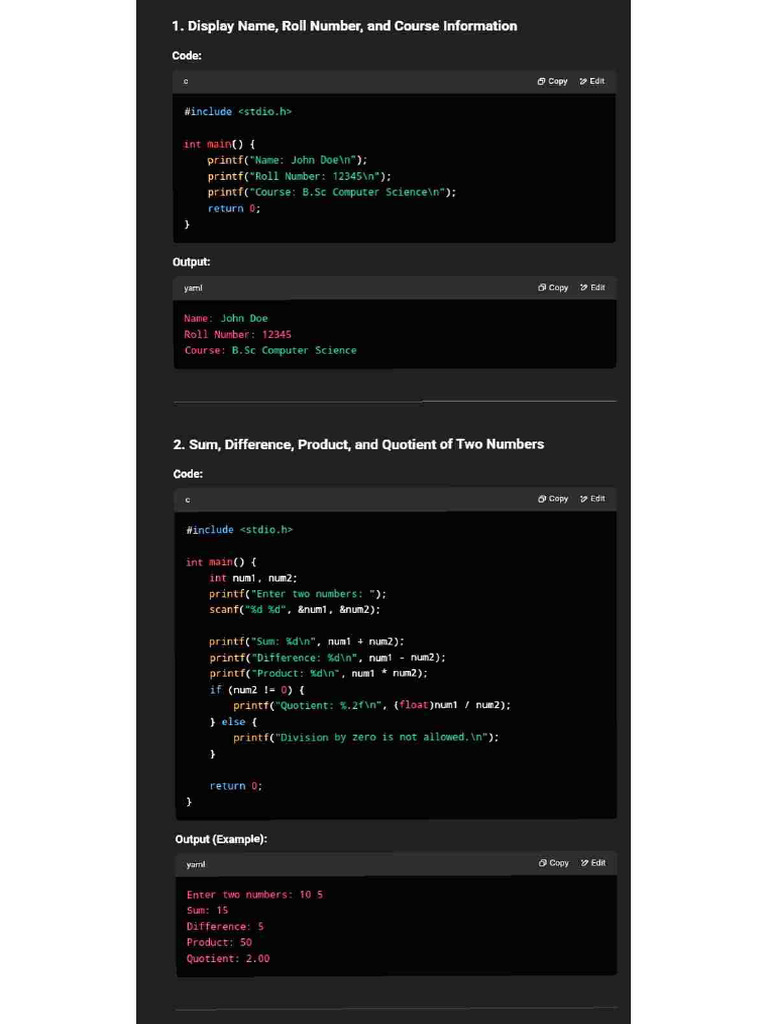 PL Lab 1 To 36 | PDF