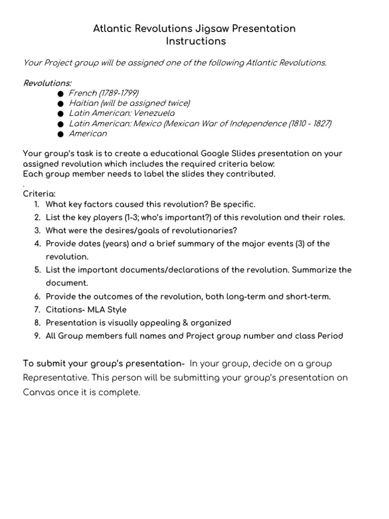 Atlantic Revolutions Project Guide | PDF