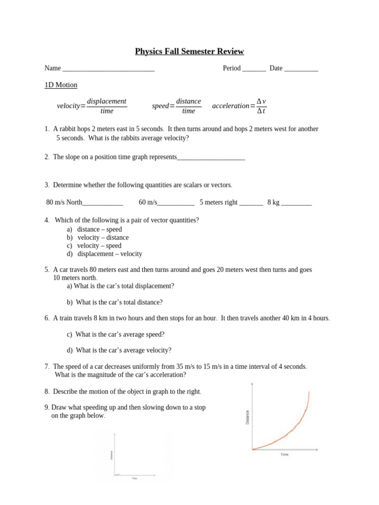 Copy of Physics Fall Final Review (24-25) | PDF | Force | Velocity