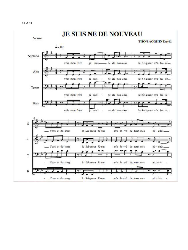 Chant Je Suis Ne de Nouveau | PDF