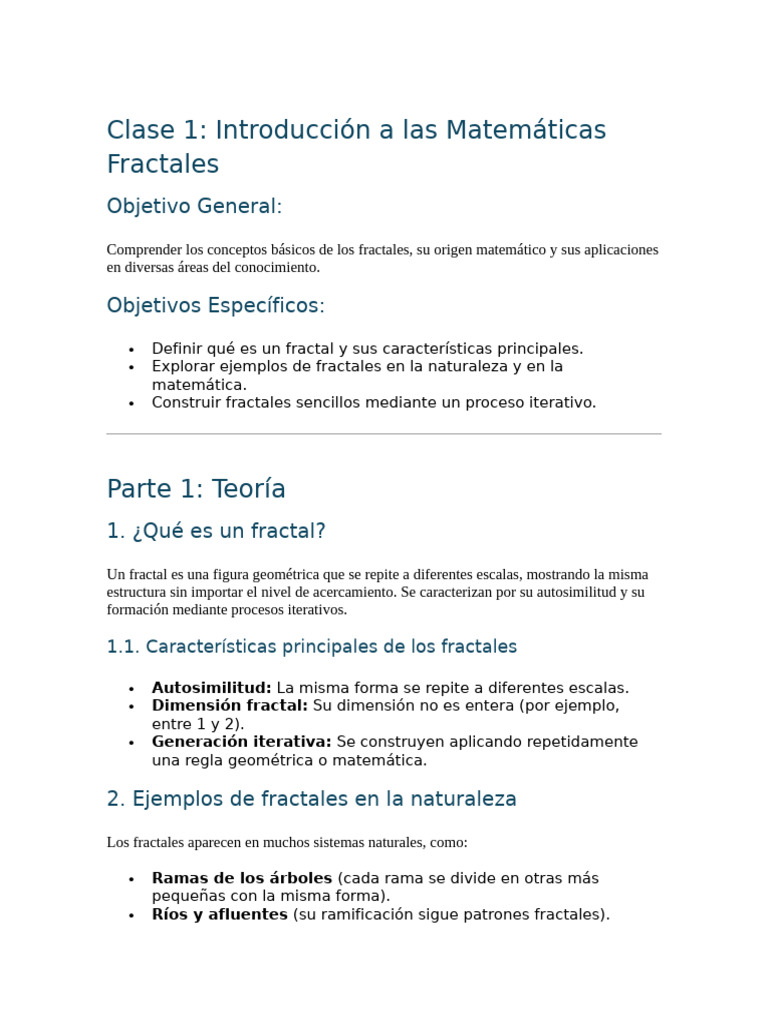 Introducción a Fractales Matemáticos | PDF | Fractal | Teoría del caos