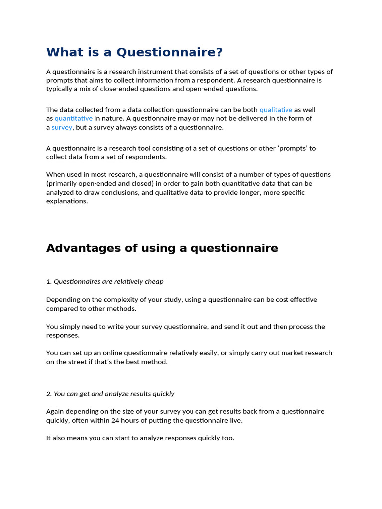 Questionnaire | PDF | Questionnaire | Survey Methodology