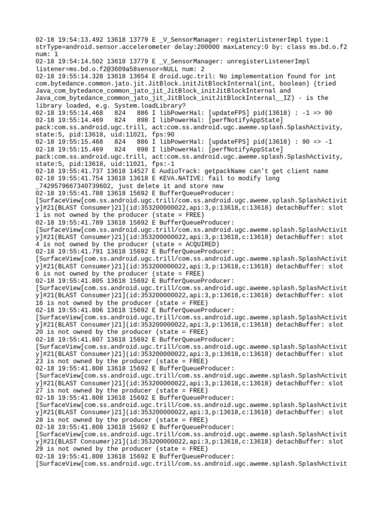 Android Sensor and Buffer Errors Log | PDF | Written Communication ...