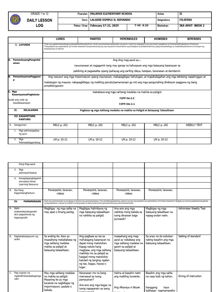 Q4 Filipino Week 2 | PDF