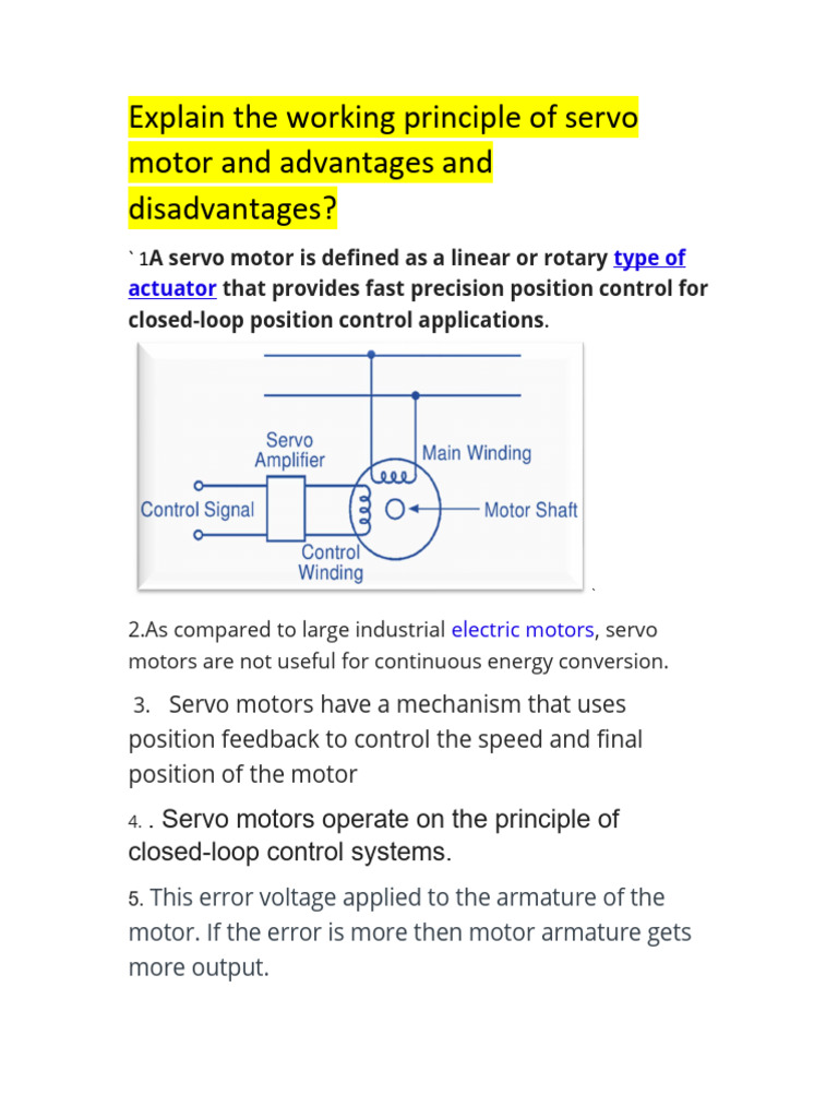Working Principle of Servo Motor | PDF