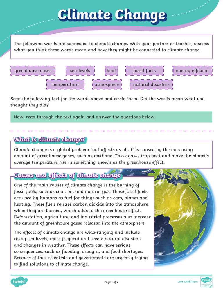 Climate Change Task | PDF | Climate Change | Greenhouse Effect
