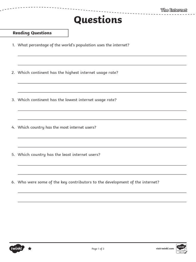 Internet Infographic Task - LA - Questions | PDF | Internet ...