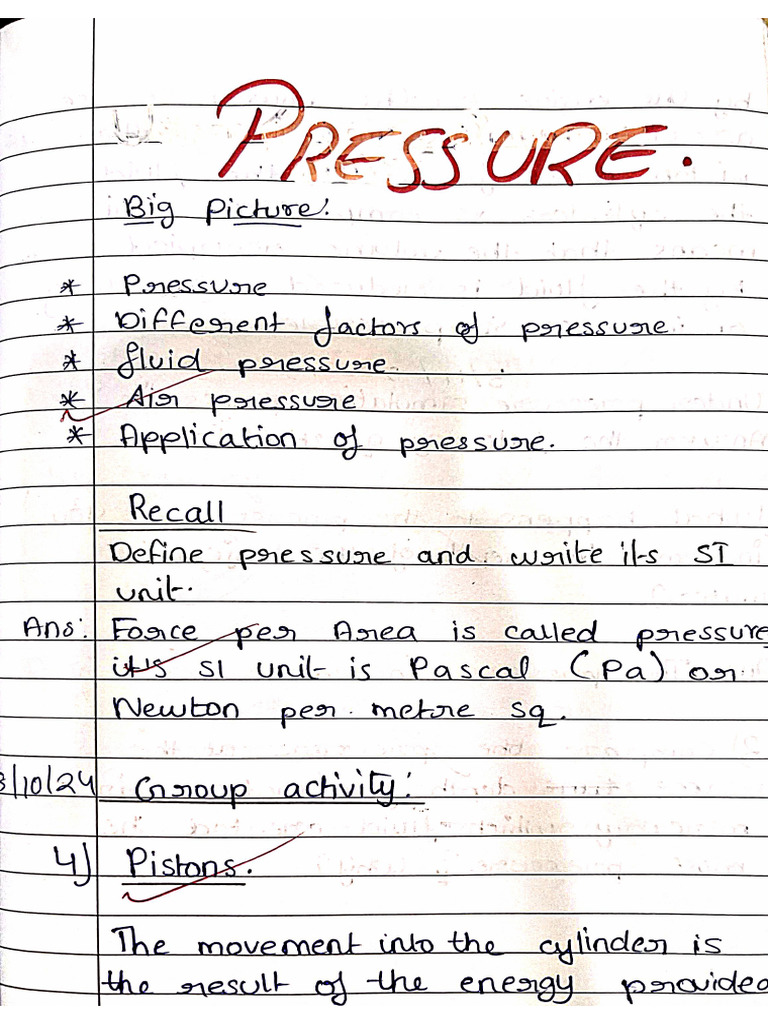 Science Pressure Notes | PDF