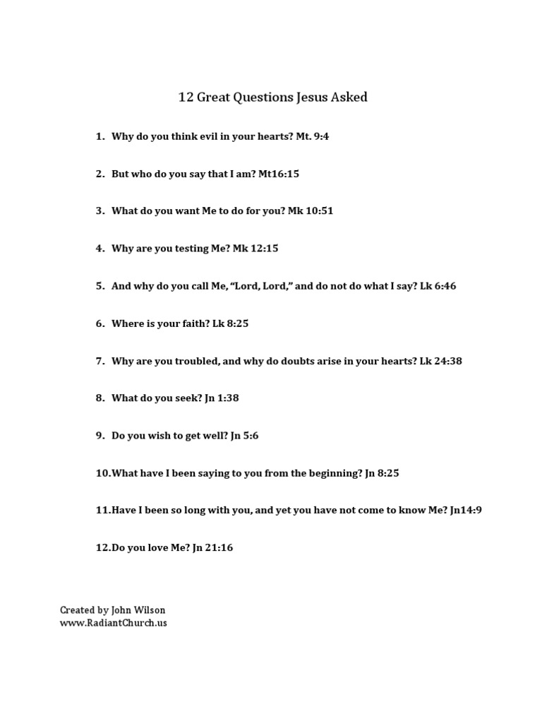 12 Key Questions Jesus Asked | PDF