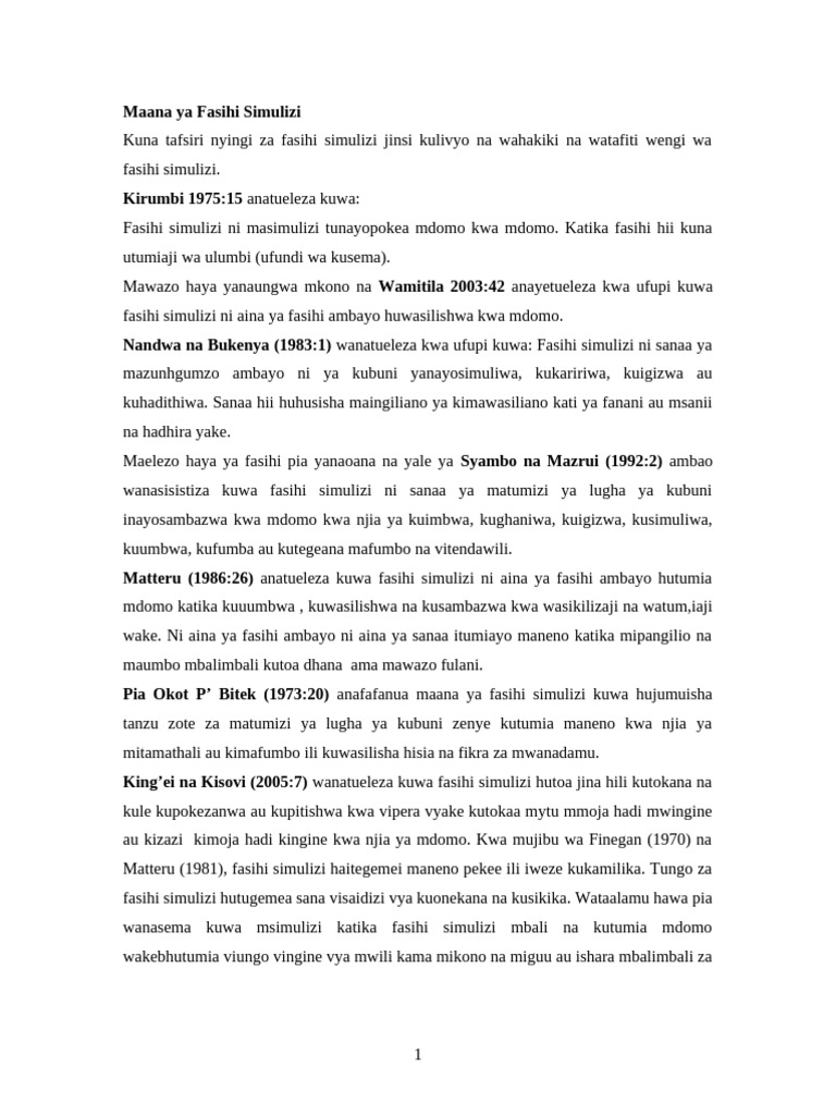 3 Fasihi Simulizi Ni Nini | PDF