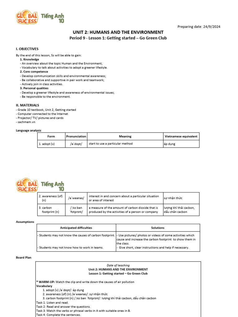 TA10-Unit 2 | PDF | Verb | Vocabulary